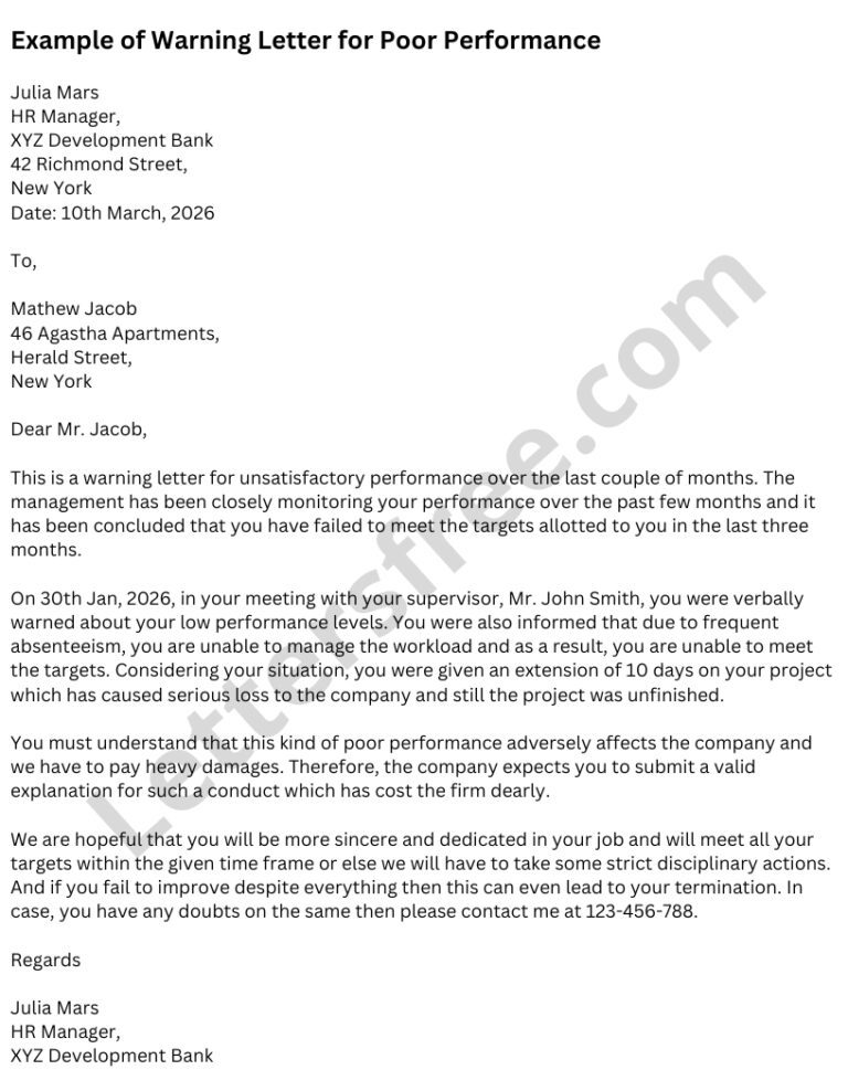 Absent from Work Explanation Letter Sample Format