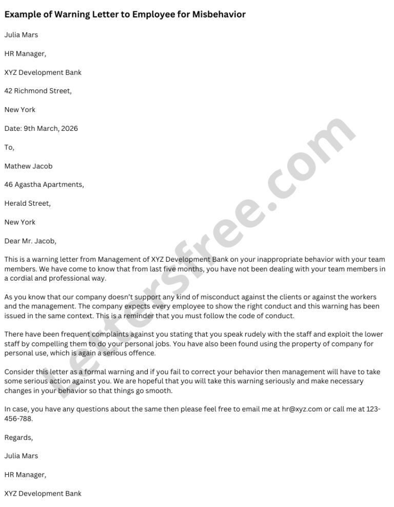No Objection Certificate (NOC) Letter Format for Employee