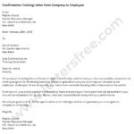Confirmation Letter Format for Training by Company