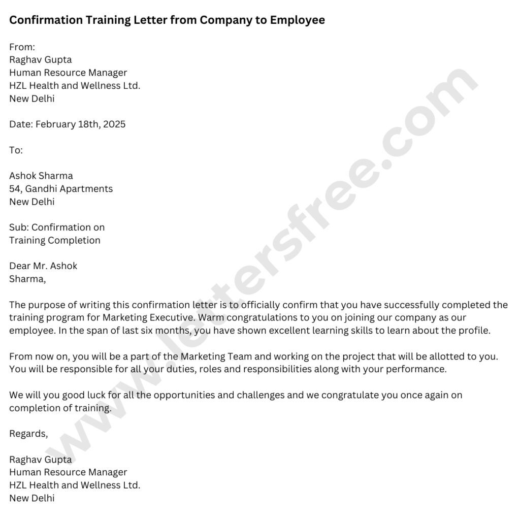 Feedback Letter After Training Session- Positive/ Negative Feedback