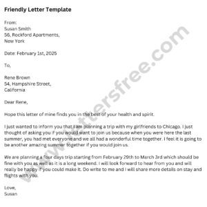 Friendly Letter Format - Friendly Letter Sample, Example