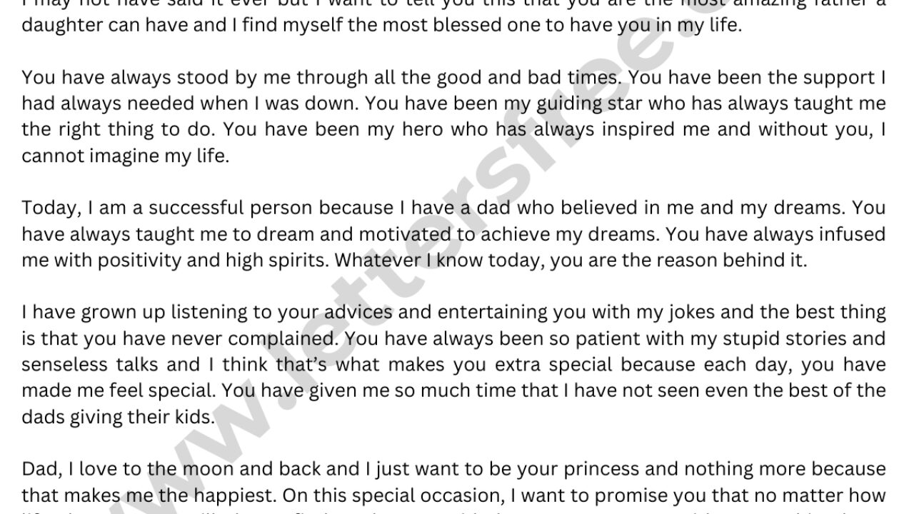 Father Daughter Letter Example