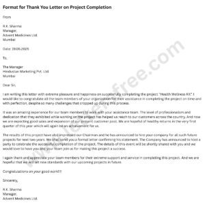 Thank You Letter to Client for Successful Completion of Project